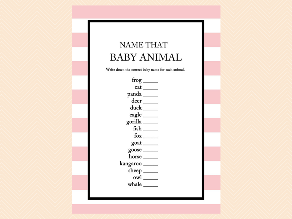 Pink Stripes Parisian Baby Shower Games - Magical Printable