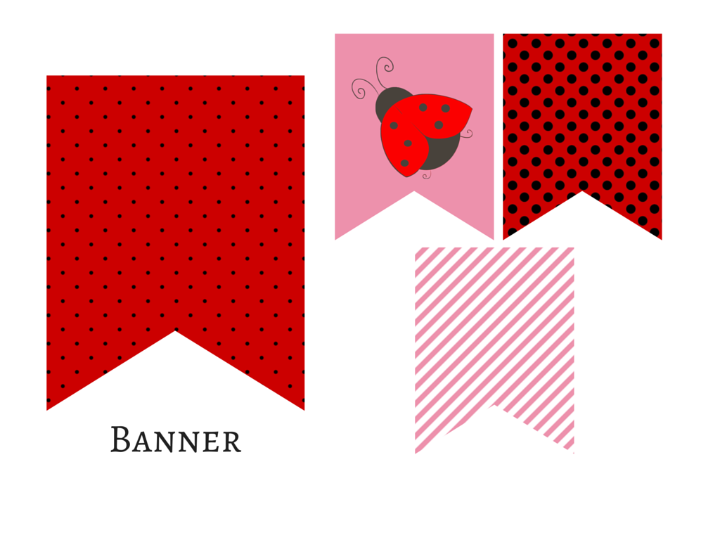 Red Pink Ladybug Banner - Magical Printable