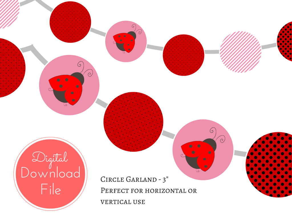 Red Pink Ladybug Banner - Magical Printable
