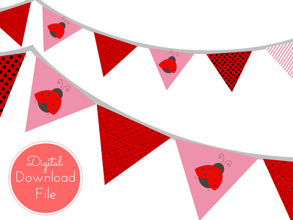 Red Pink Ladybug Banner - Magical Printable