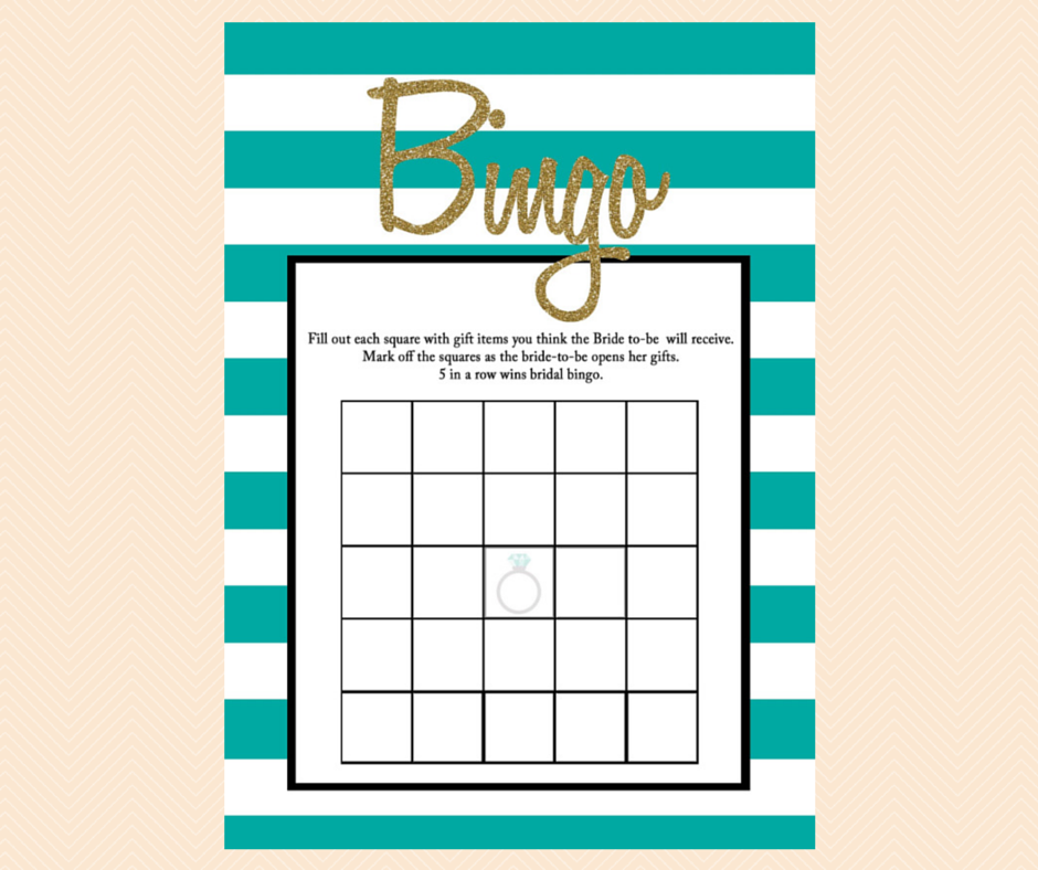 Gold Glitter Bridal Gift Bingo Games - Magical Printable