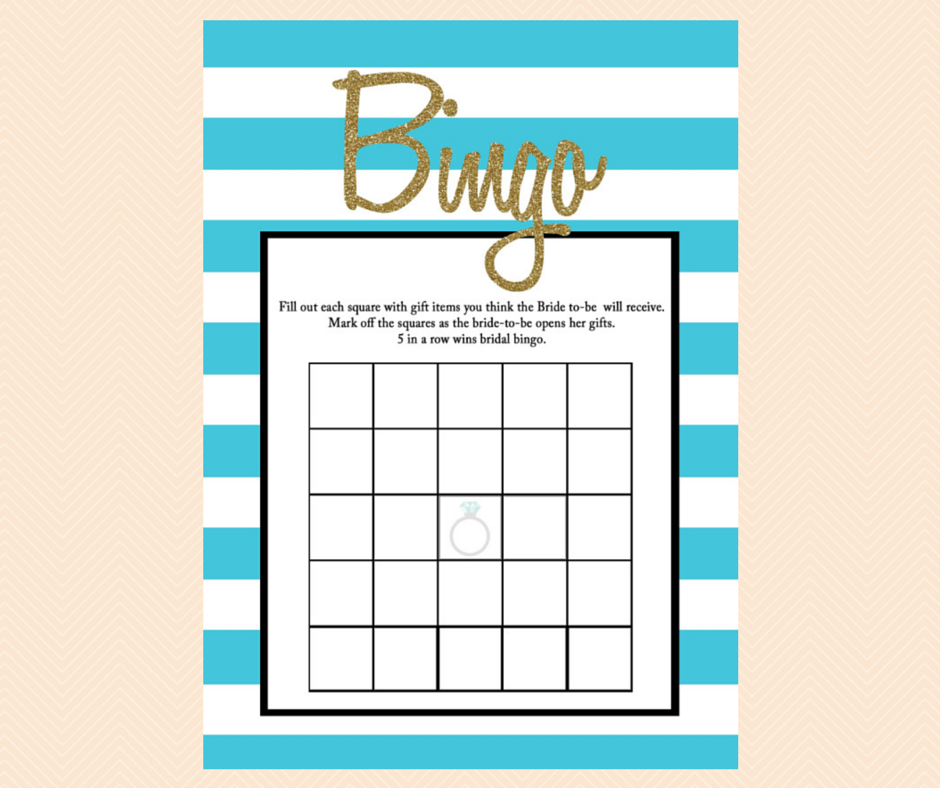 Gold Glitter Bridal Gift Bingo Games - Magical Printable