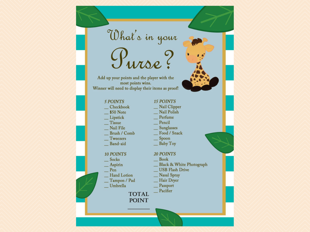 Giraffe Baby Shower Game Pack - Magical Printable