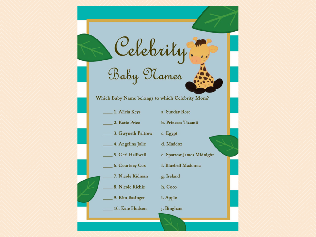 Giraffe Baby Shower Game Pack - Magical Printable