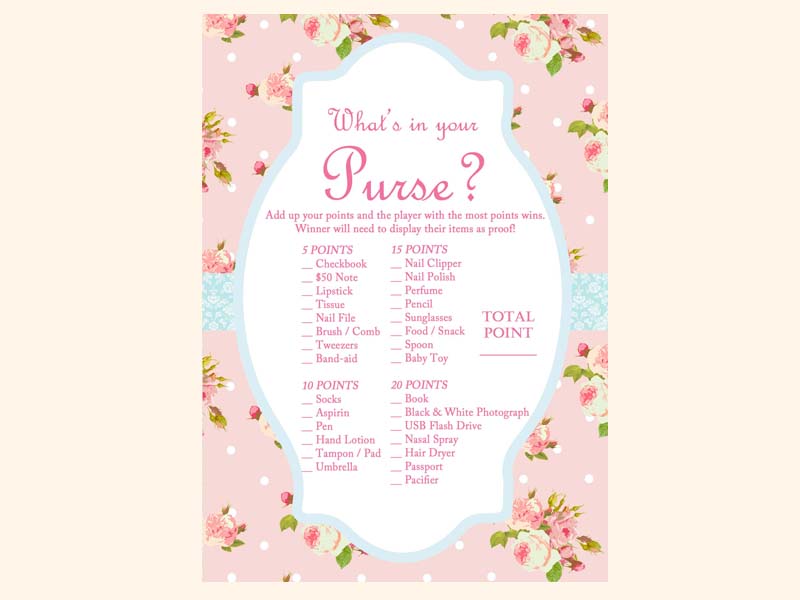 Pink Shabby Chic Baby Shower Games - Magical Printable