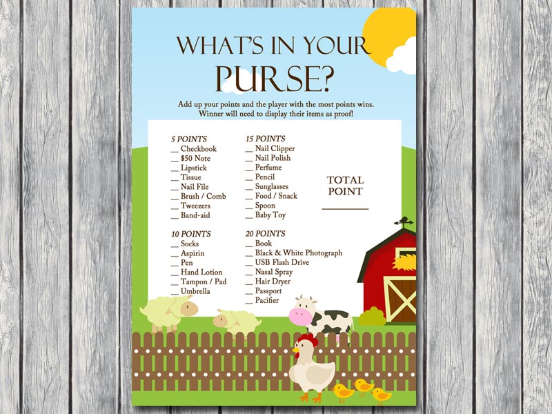 Farm Animals Baby Shower Games - Magical Printable