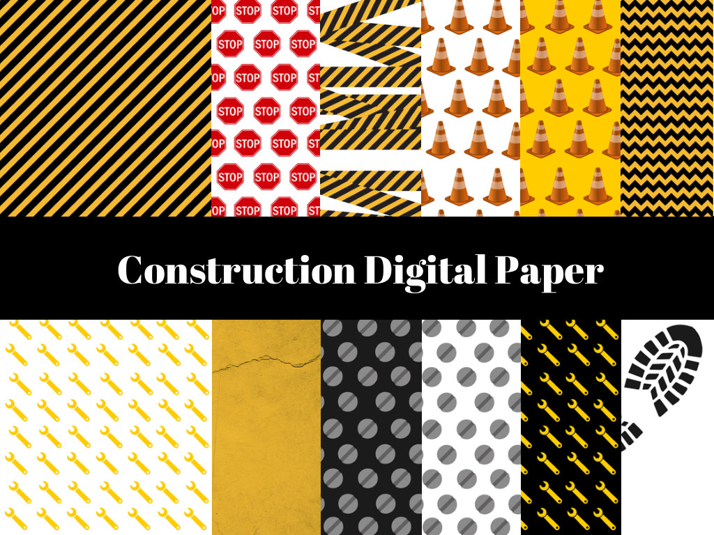 Construction Digital Papers - Magical Printable