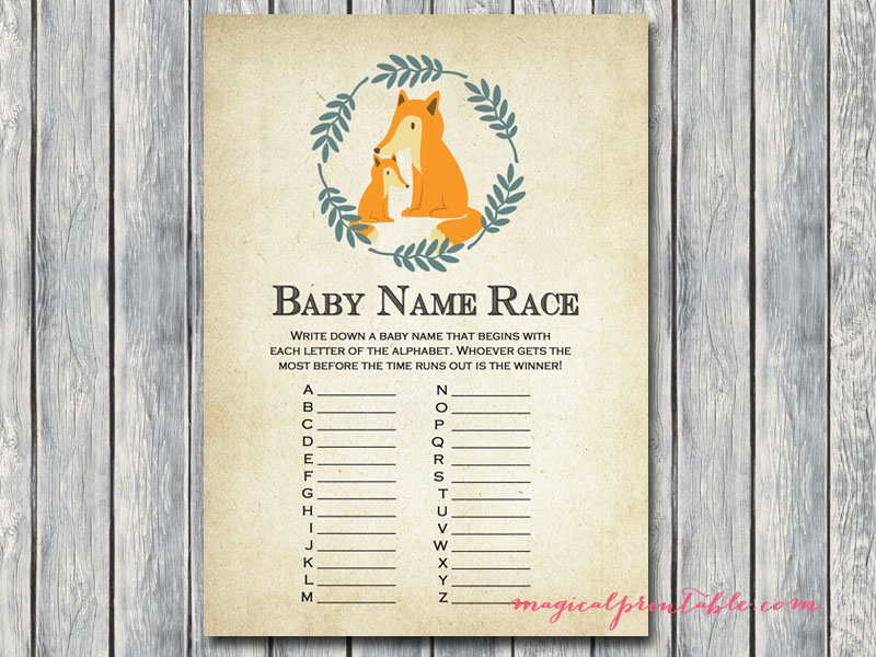 Printable Fox Baby Shower Game Pack - Magical Printable