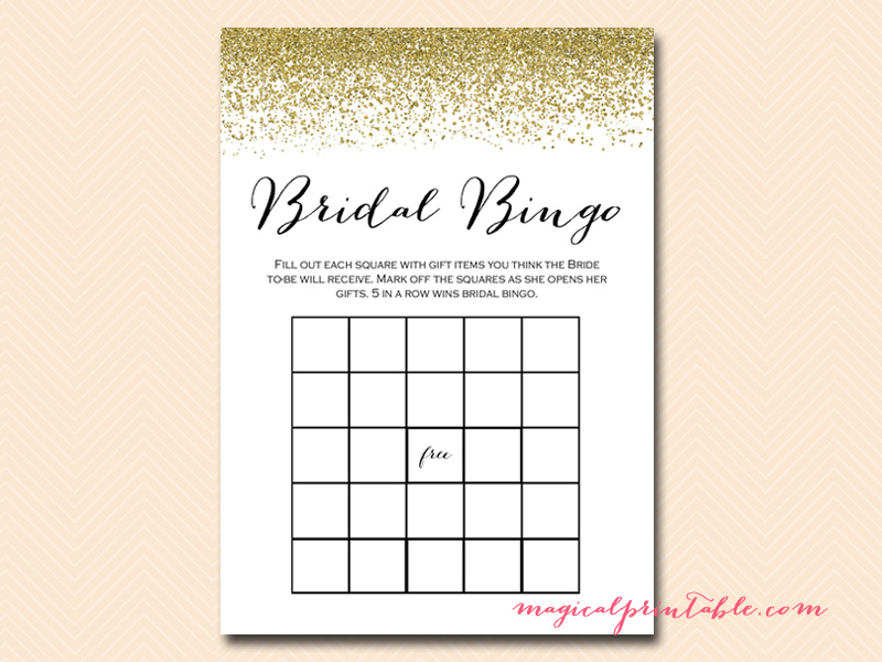 Gold Glitter Bridal Shower Game Pack - Magical Printable