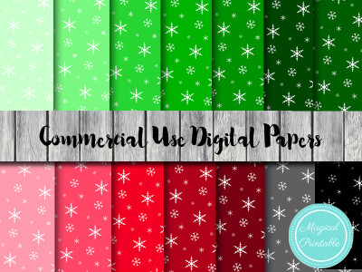 Snowflake Winter Digital Papers - Magical Printable