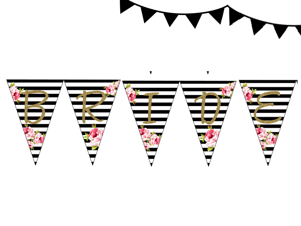 Black Stripes Bride to be Banner - Magical Printable