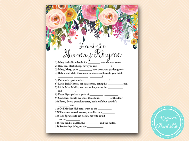 Garden Floral Baby Shower Games - Magical Printable