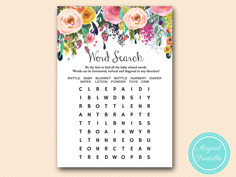 Garden Floral Baby Shower Games - Magical Printable