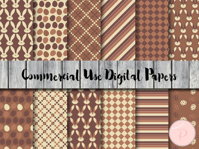 Chocolate Bunny Digital Papers - Magical Printable