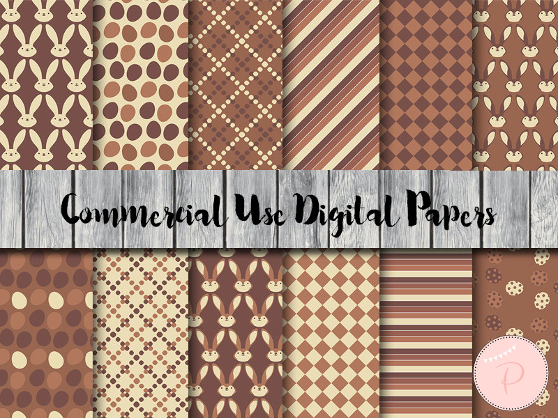 Chocolate Bunny Digital Papers - Magical Printable