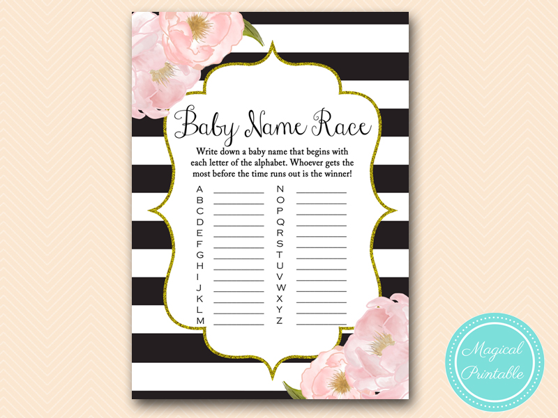 Peonies Chic Baby Shower Game Pack - Magical Printable