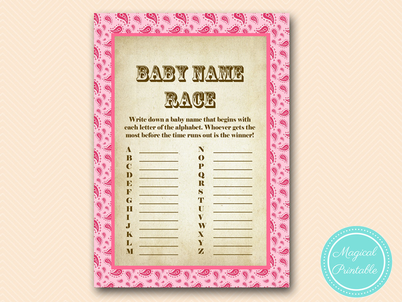 Cowgirl Paisley Baby Shower Games - Magical Printable