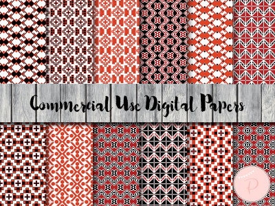 Red Bohemian Tribal Digital Papers - Magical Printable