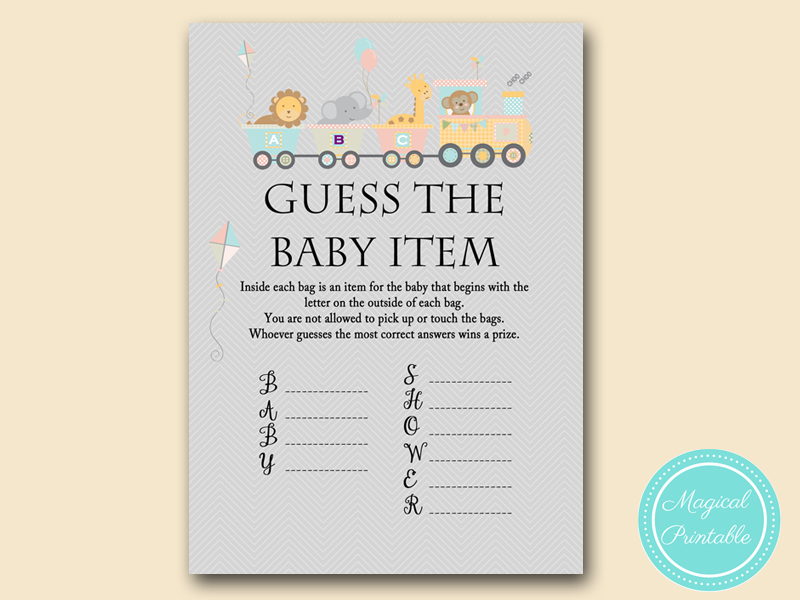Animal Train Baby Shower Game Pack - Safari Jungle - Magical Printable