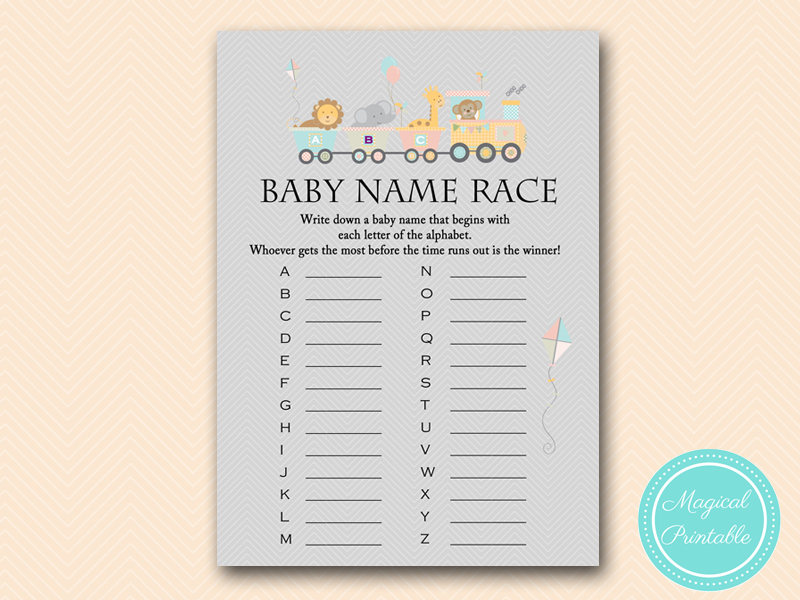Animal Train Baby Shower Game Set - Magical Printable