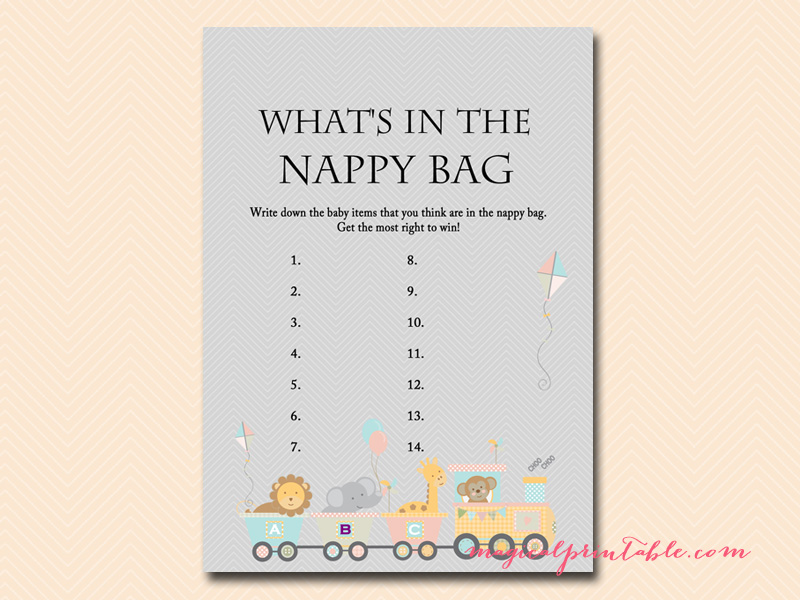 Animal Train Baby Shower Game Set - Magical Printable