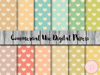 Vintage Hearts Digital Papers DP163 - Magical Printable