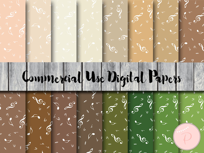 brown beige green musical digital papers DP67 - Magical Printable