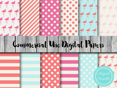 flamingo digital papers DP109 - Magical Printable