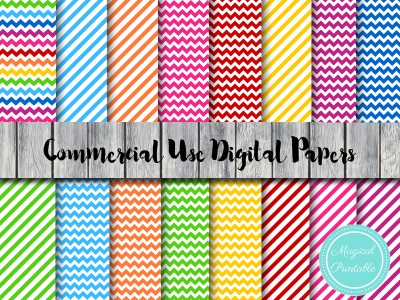rainbow chevron digital paper DP149 - Magical Printable