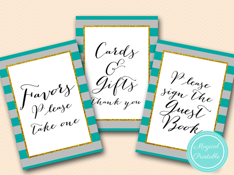 Gray and Teal Decoration Signs - Magical Printable