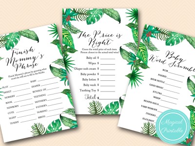 Luau Tropical Baby Shower Games - Magical Printable