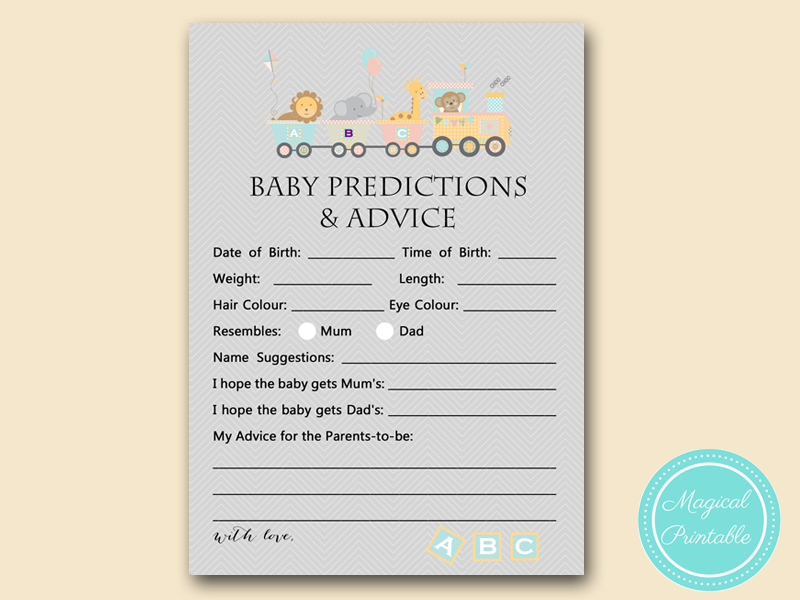 Animal Train Baby Shower Game Set - Magical Printable
