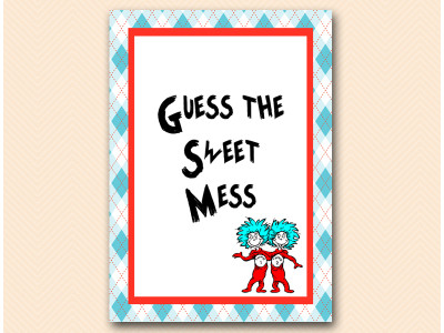 Dr Seuss Thing 1 Thing 2 Baby Shower Games - Magical Printable