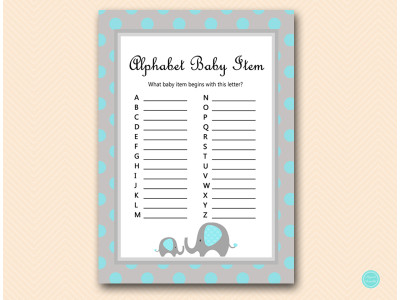 Blue Elephant Baby Shower Games - Magical Printable