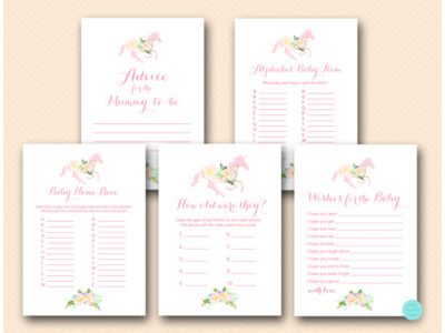 Unicorn Carousel Baby Shower Game Set - Magical Printable