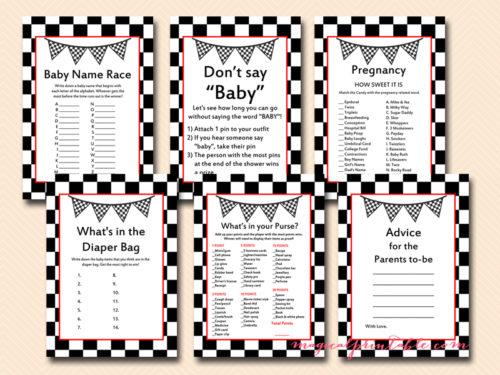 Racing Baby Shower Game Pack - Magical Printable