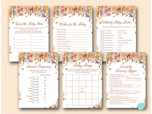 Free Autumn Fall Baby Shower Gift Bingo Cards - Magical Printable
