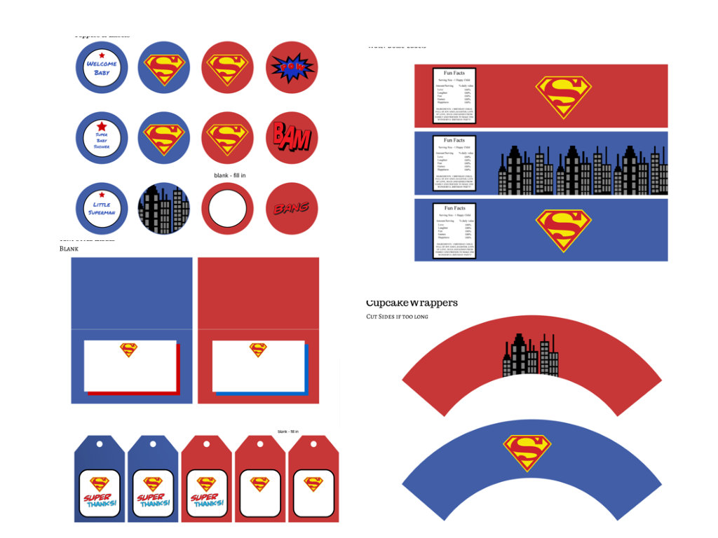 Superman Baby Shower Pack - Magical Printable