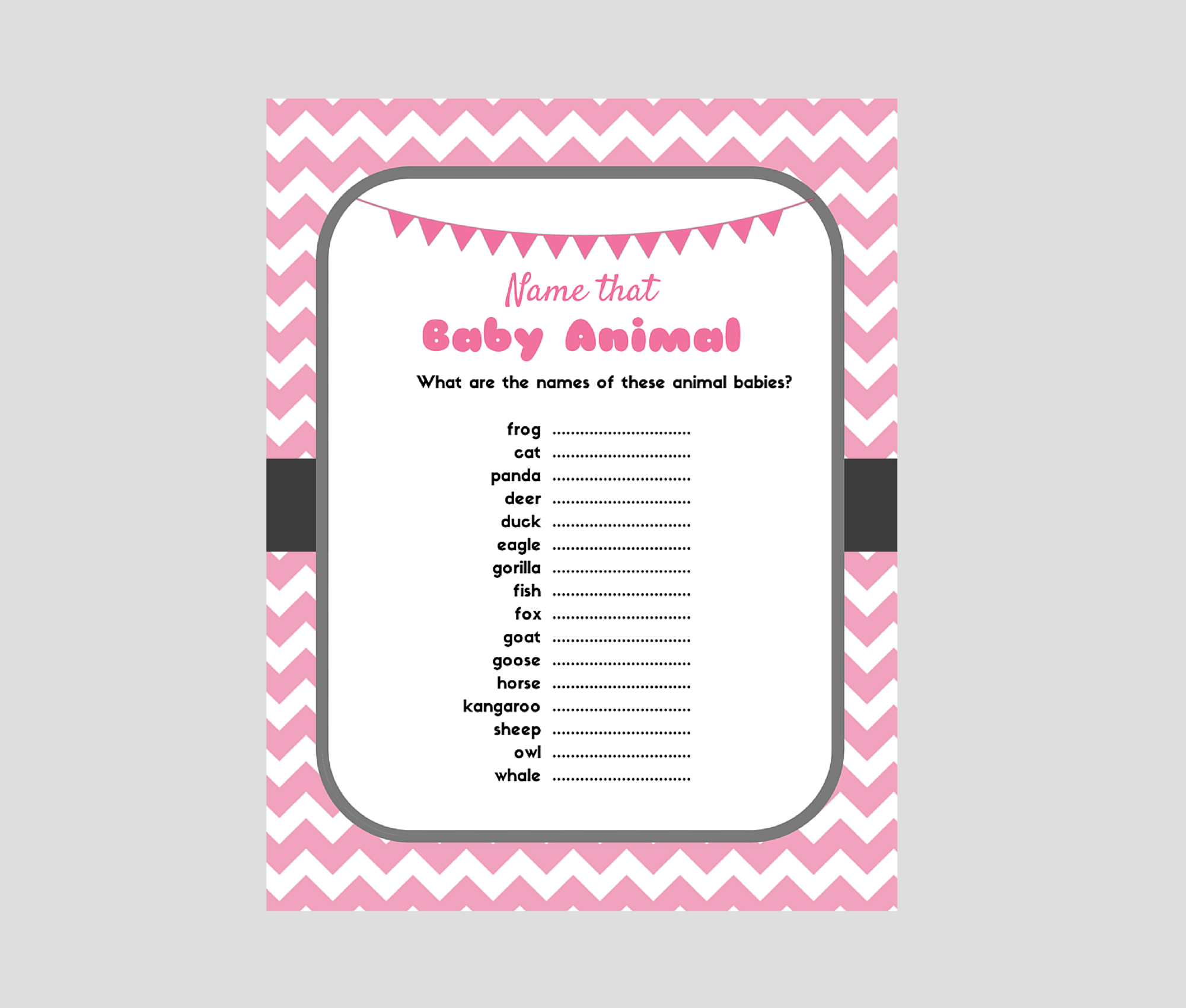 Pink Chevron Baby Shower Game - Magical Printable