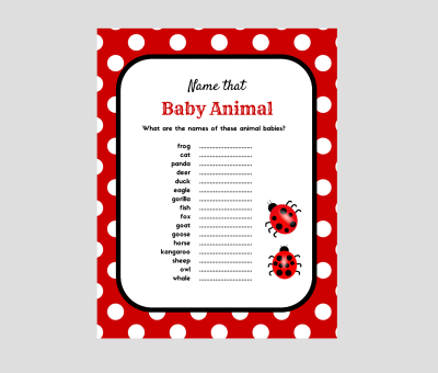 ladybug Printable Baby Shower Games - Magical Printable