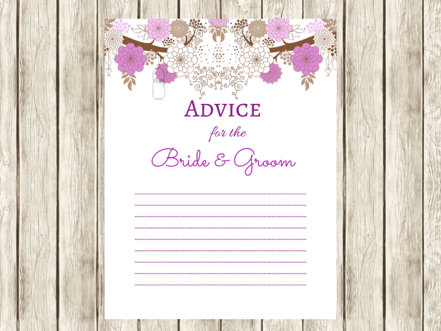 Free Purple Advice for Bride & groom - Magical Printable