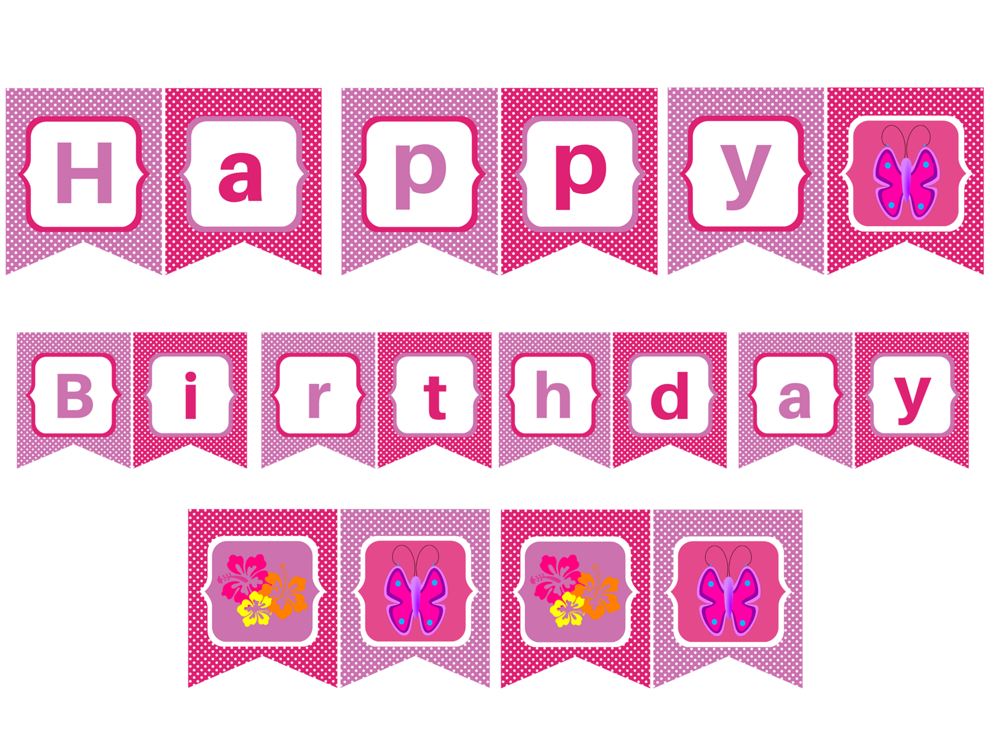 Purple Pink Butterfly Banner - Magical Printable