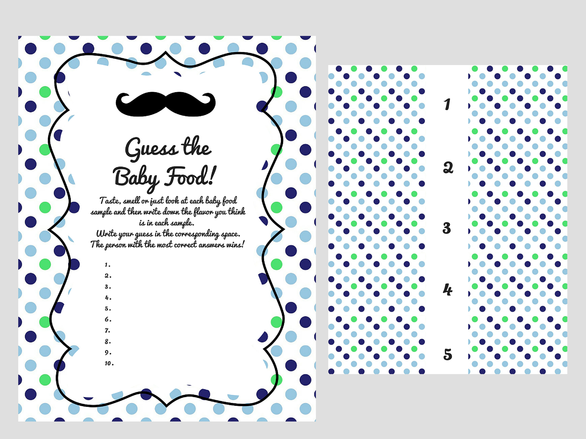 Little Man Mustache Baby Shower Games - Magical Printable
