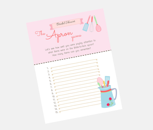 Apron Game Bridal Shower Games - Magical Printable