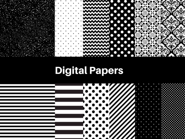 Black and White Digital Paper - Magical Printable