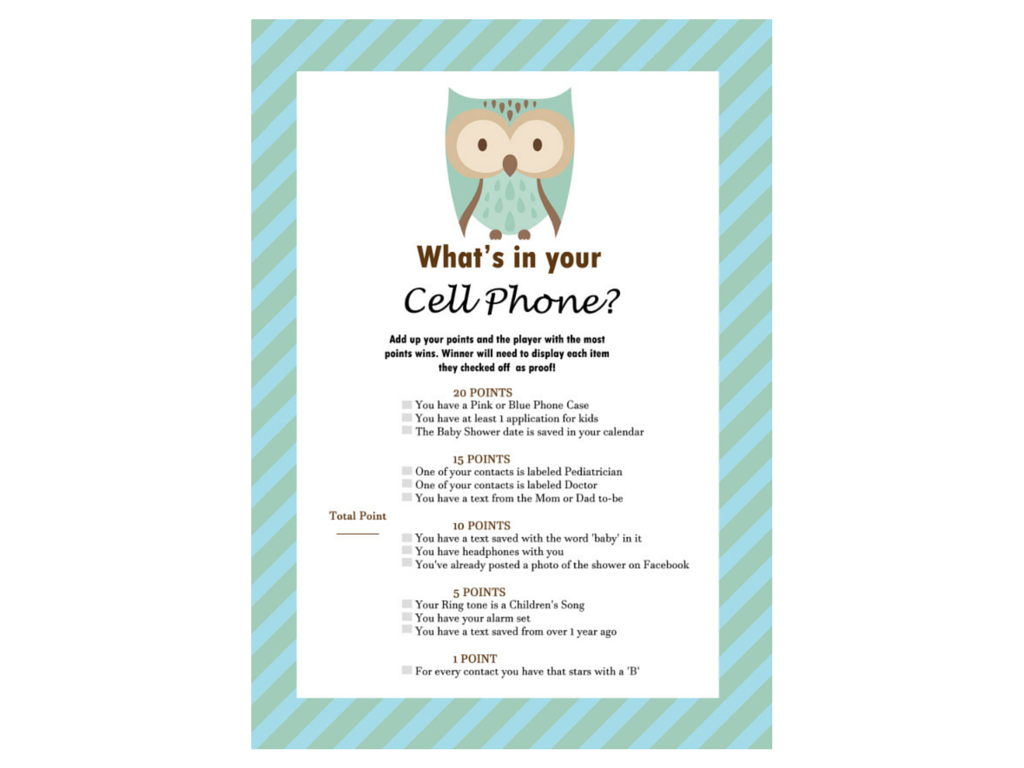 Owl Baby Shower Games Set - Magical Printable