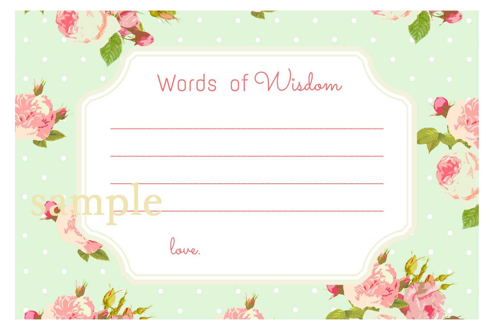 Mint Shabby Words of Wisdom Cards, Advice Cards - Magical Printable