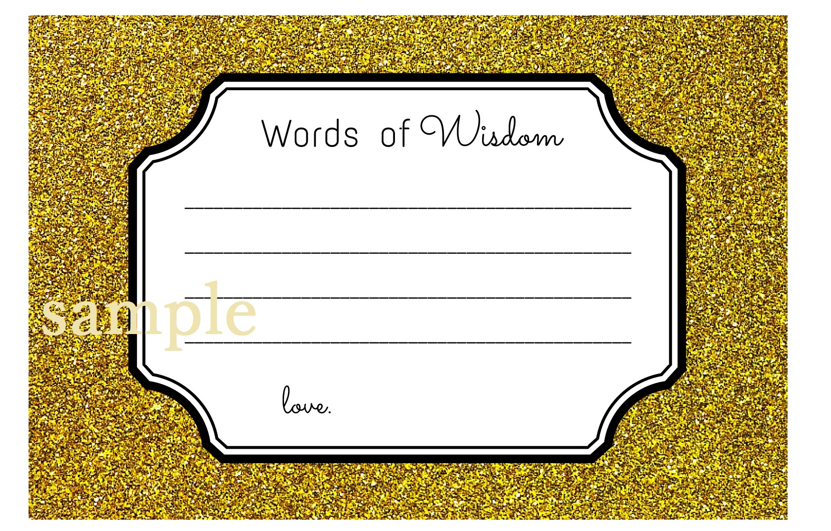 FREE Download gold glitter Words of Wisdom Cards, Advice Cards ...