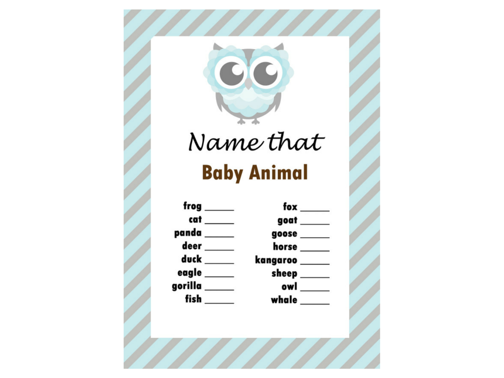 Boy Owl Themed Baby Shower Games - Magical Printable