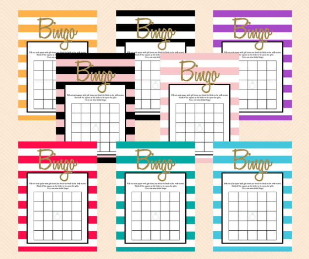 Gold Glitter Bridal Gift Bingo Games - Magical Printable